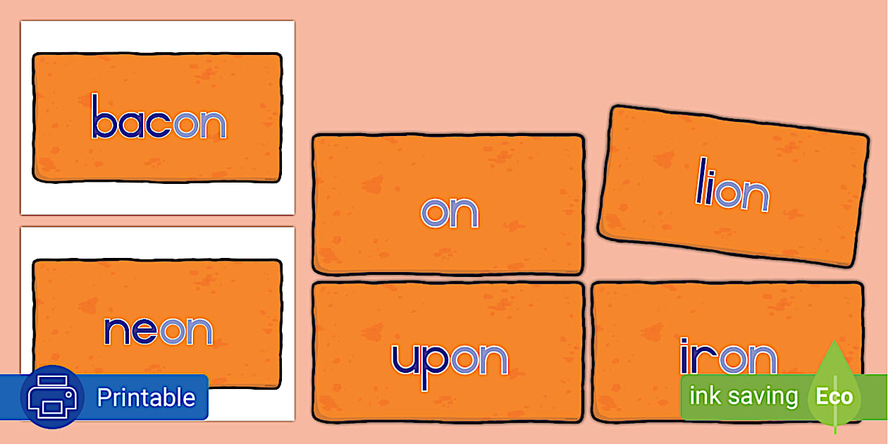 Grade 1 Phonics: -on Word Wall Cards