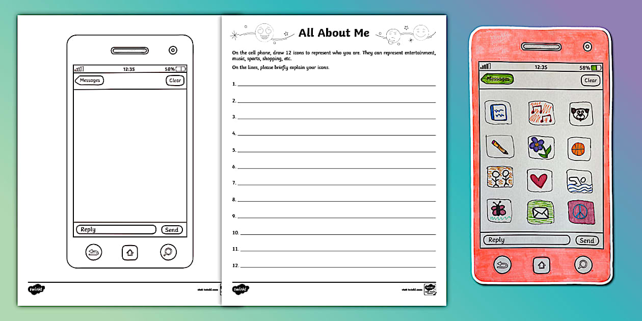 Cell Phone All About Me Worksheet (teacher made) - Twinkl