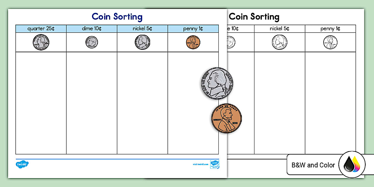 Coin Sorting Worksheet | Financial Literacy | Twinkl USA Coin Sorting Worksheet | Financial Literacy | Twinkl USA