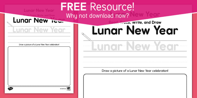 FREE Lunar New Year: Read, Trace, Write, and Draw Activity