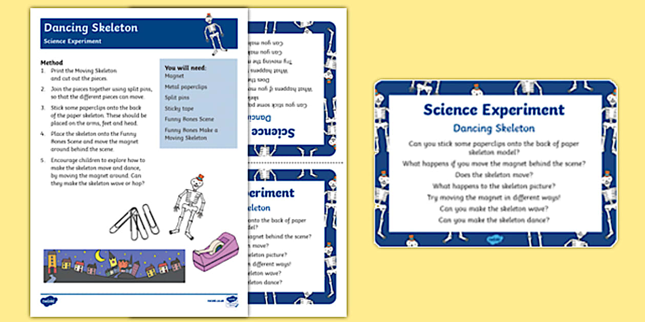 EYFS Dancing Skeleton Science Experiment and Prompt Card Pack