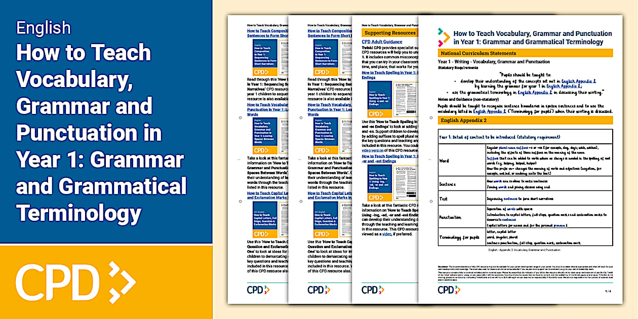 How to Teach Vocabulary, Grammar and Punctuation in Year 1: Grammar and