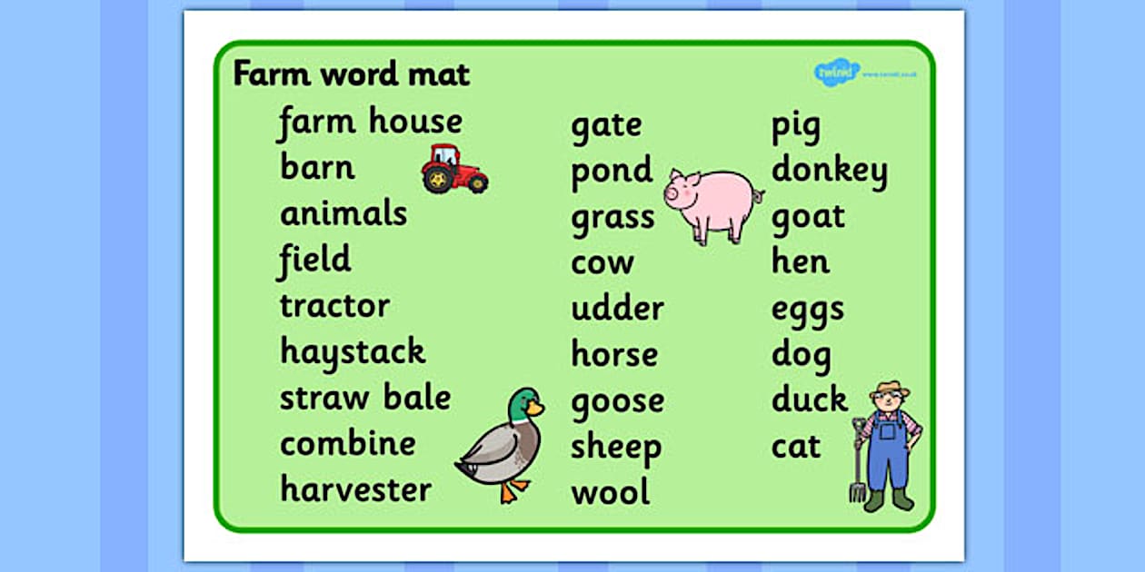 Editable On the Farm Word Mat (Text) (professor feito)