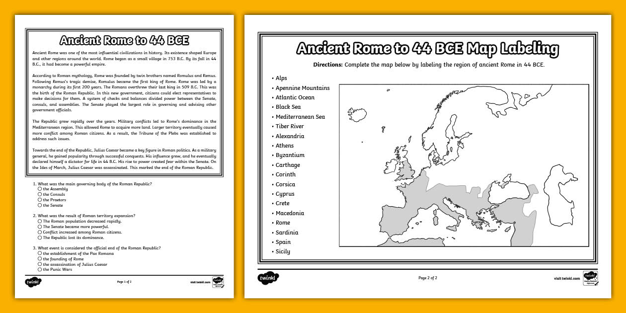 Ancient Rome in 44 BCE Map | Social Studies | Twinkl USA