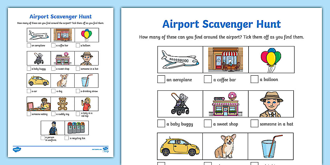 Airport Scavenger Hunt Worksheet / Worksheet - Twinkl