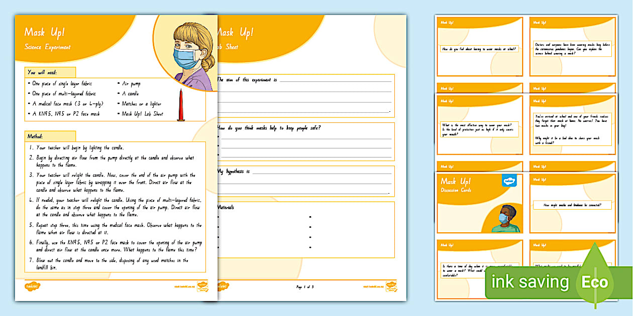 Mask Up! Science Experiment and Discussion Cards - Twinkl
