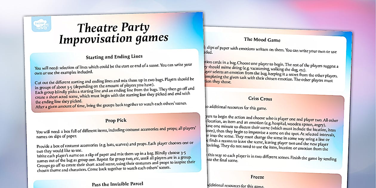 Drama Party Improvisation Games | Twinkl Party - Twinkl