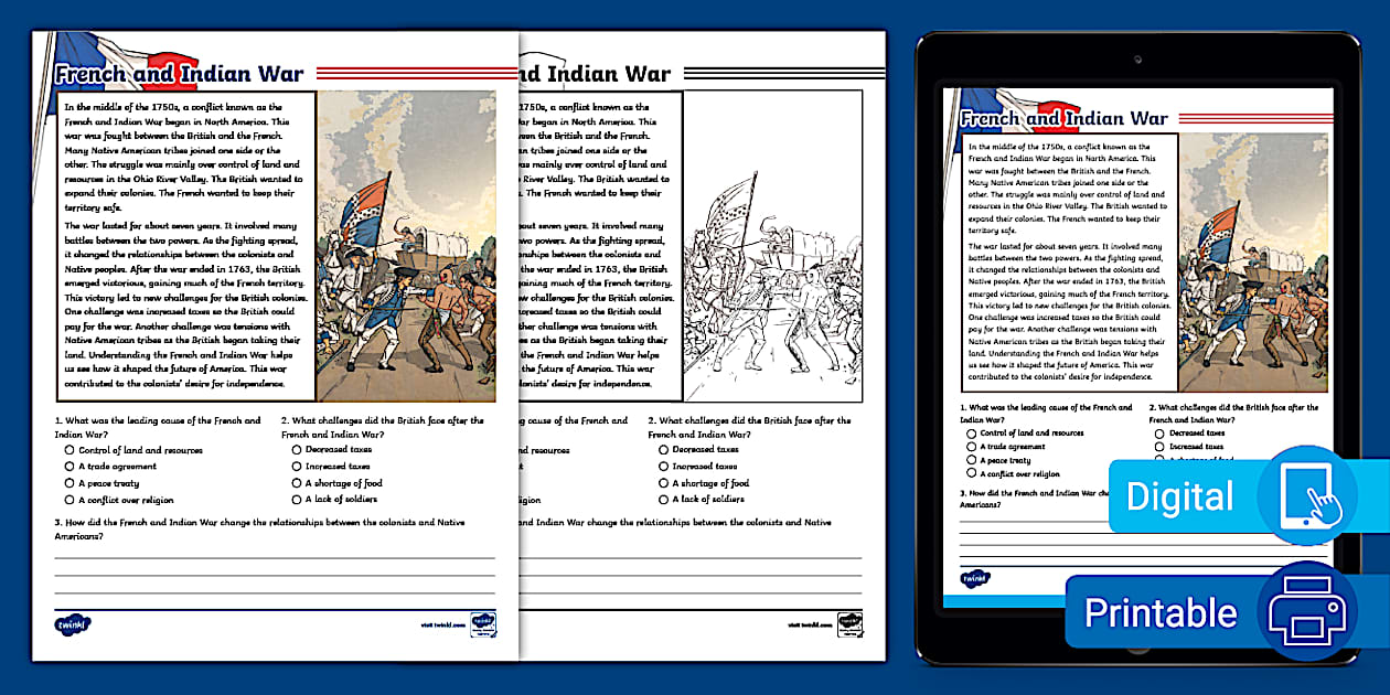 Fourth Grade French and Indian War Reading Comprehension