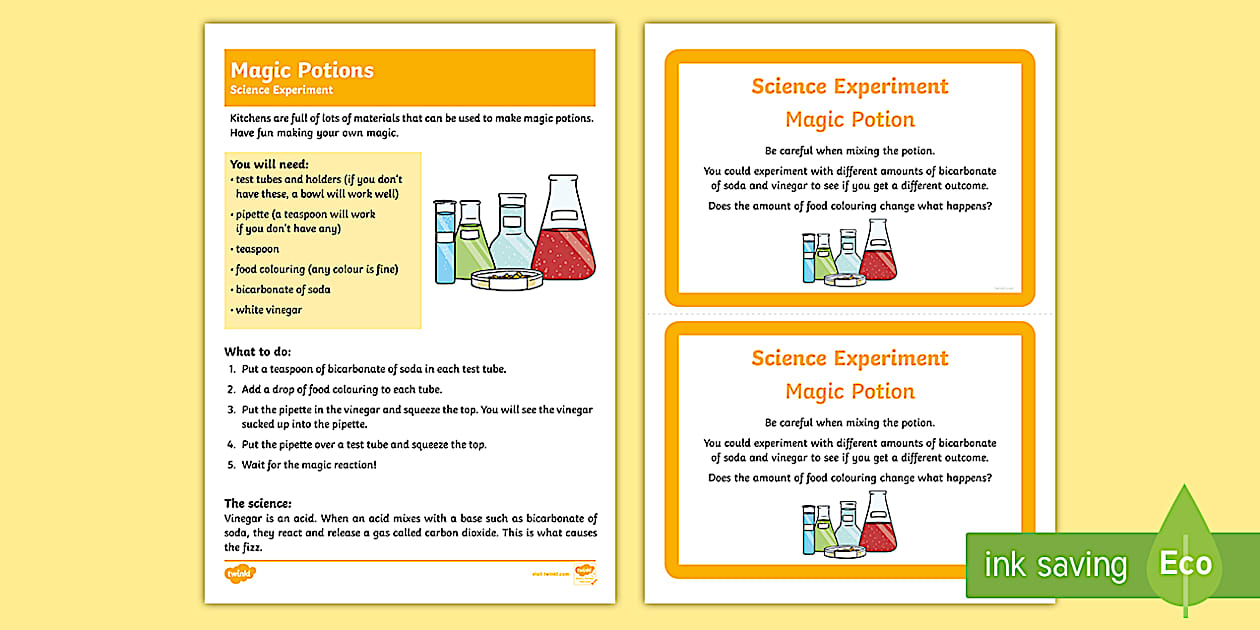 KS1 Magic Potions Science Experiment and Prompt Card