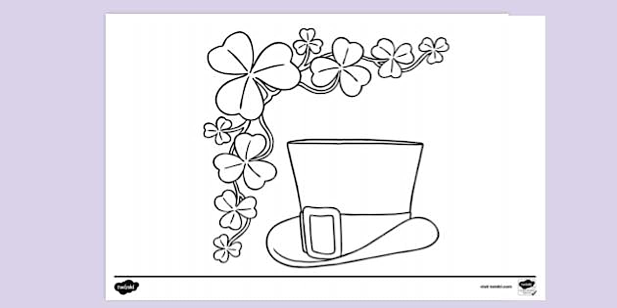 Green Top Hat And Shamrocks | Colouring Sheets - Twinkl