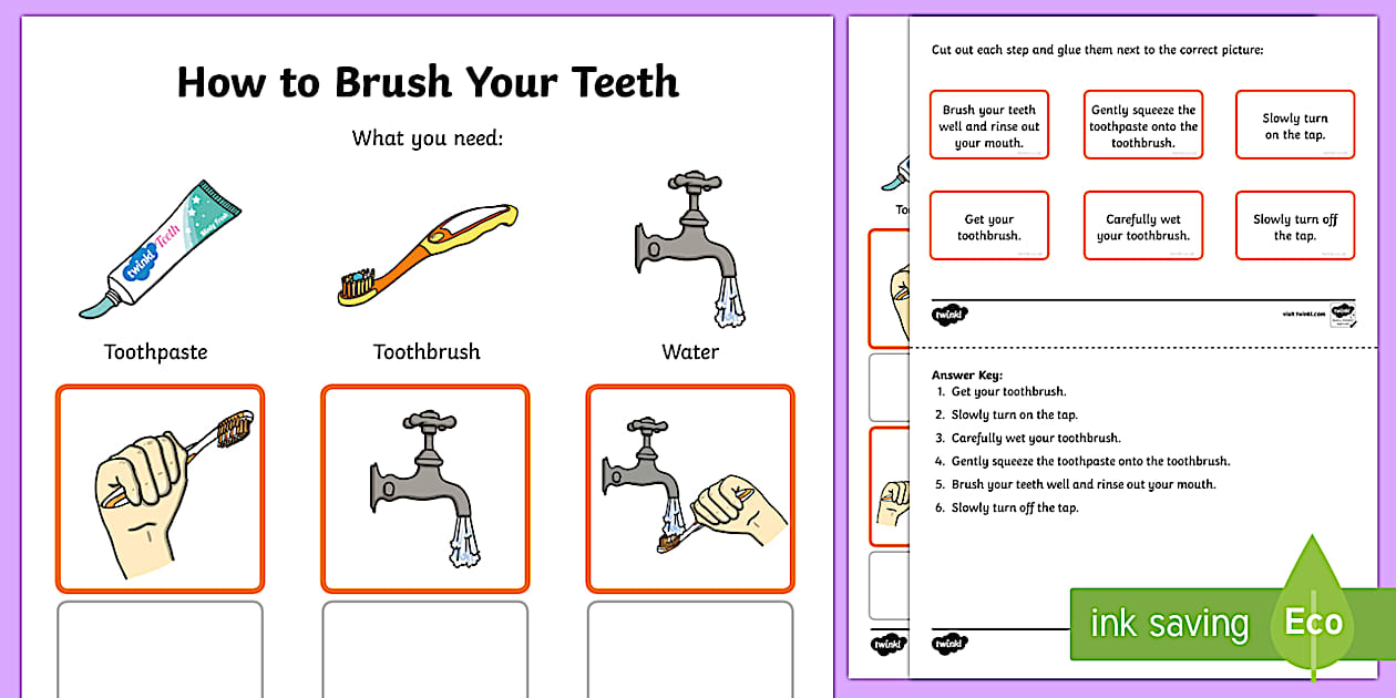 Australia Kindergarten How to Brush Your Teeth Procedure Word and Picture