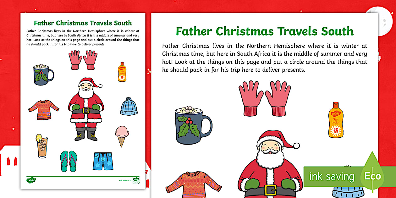 Father Christmas Travels South Worksheet / Worksheet