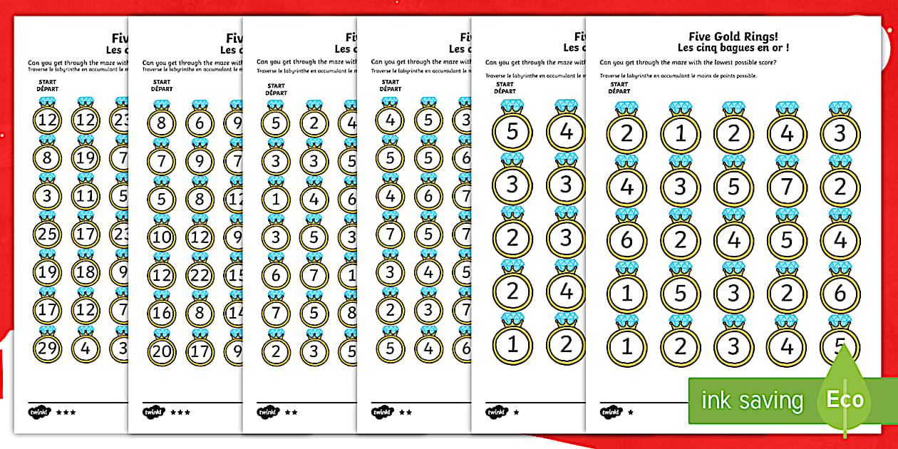Five Gold Rings Worksheet / Worksheet English/French
