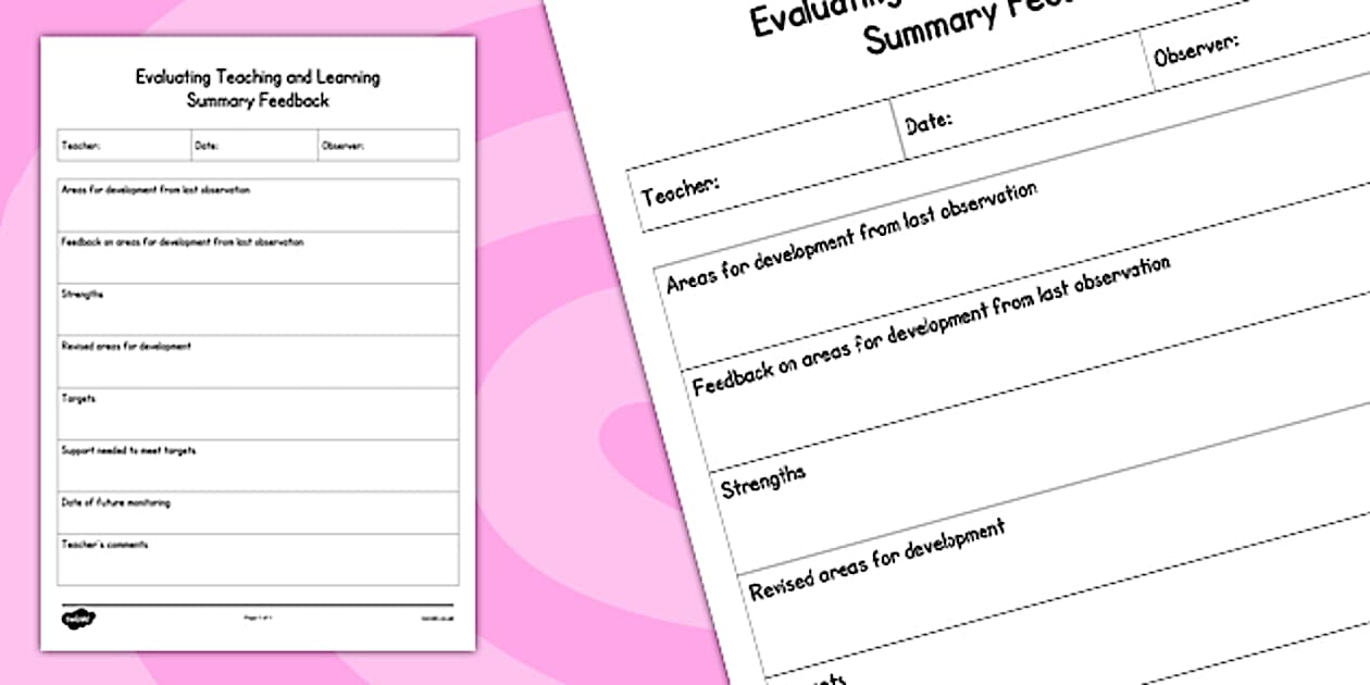 Evaluating Teaching and Learning Summary for Feedback