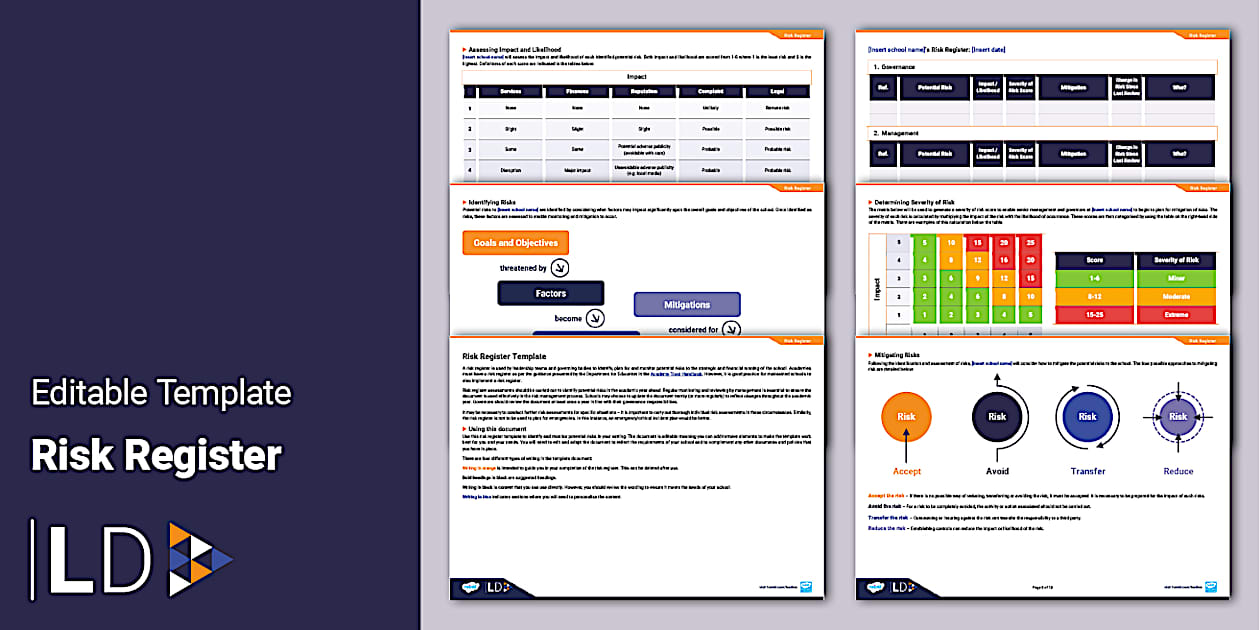 Risk Register: Editable Safeguarding Risk Assessment Tool