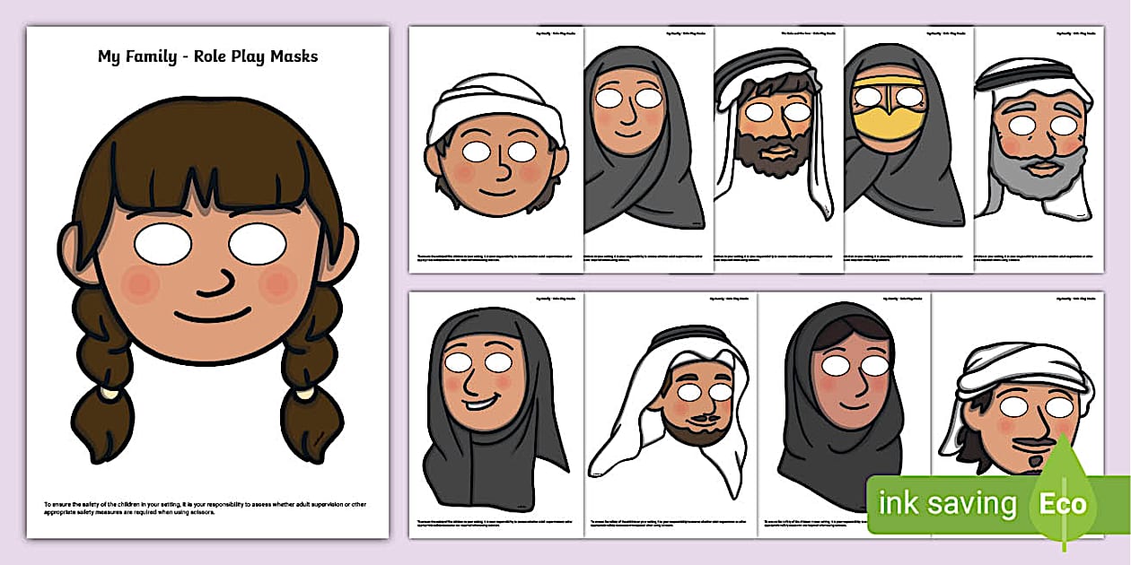 My UAE Family Role Play Masks (teacher made) - Twinkl