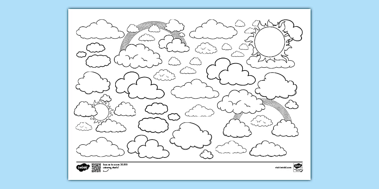 Sky Doodle Colouring Page (teacher made) - Twinkl