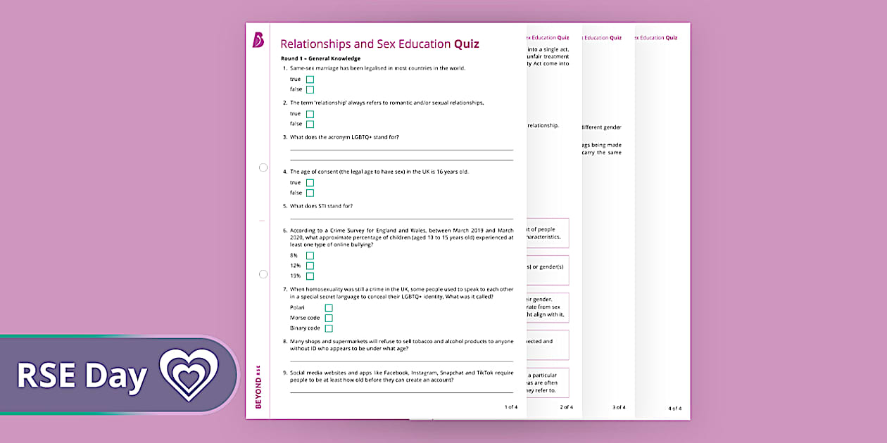RSE PDF Quiz | Beyond (Teacher-Made) - Twinkl