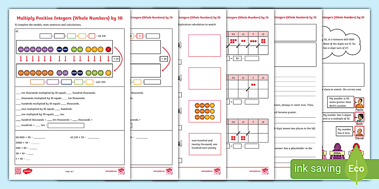 👉 Multiply Positive Integers by 10 Mastery Activity Sheet