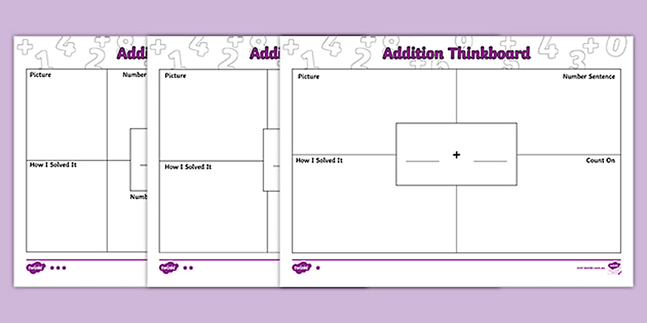 Addition Thinkboard Differentiated Activity (teacher made)