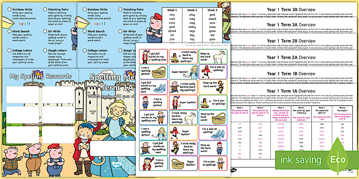 Year 1 Once Upon a Time Themed Spelling Menu Pack - Twinkl