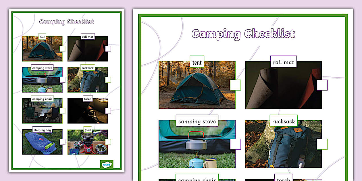 Camping Checklist Photo Display Poster (öğretmen yaptı)