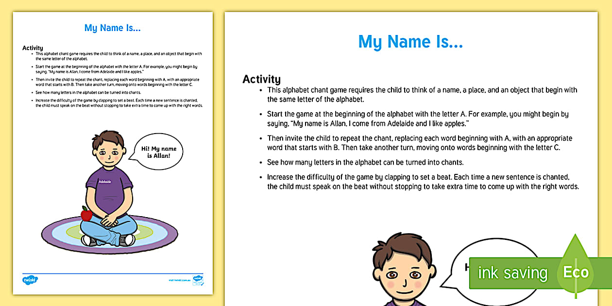 My Name Is... Activity (teacher made) - Twinkl