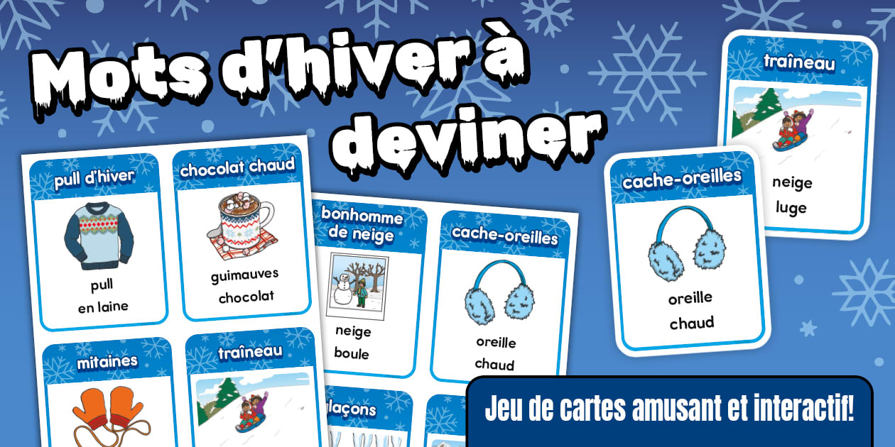 Jeu de cartes : Mots d'hiver à deviner