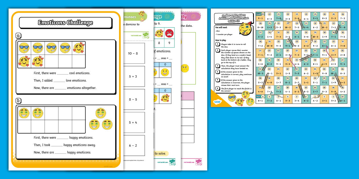 👉 Year 1 Maths Week Carousel Activity Pack - Emoticon Themed