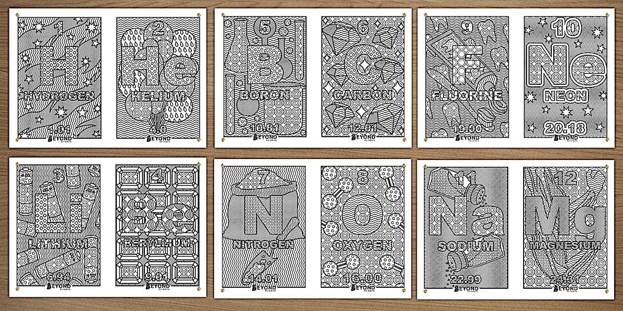 Periodic Table Display Posters - Mindful Colouring Activity