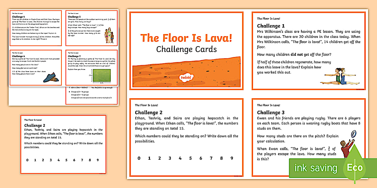 The Floor Is Lava Maths Challenge Cards (teacher made)