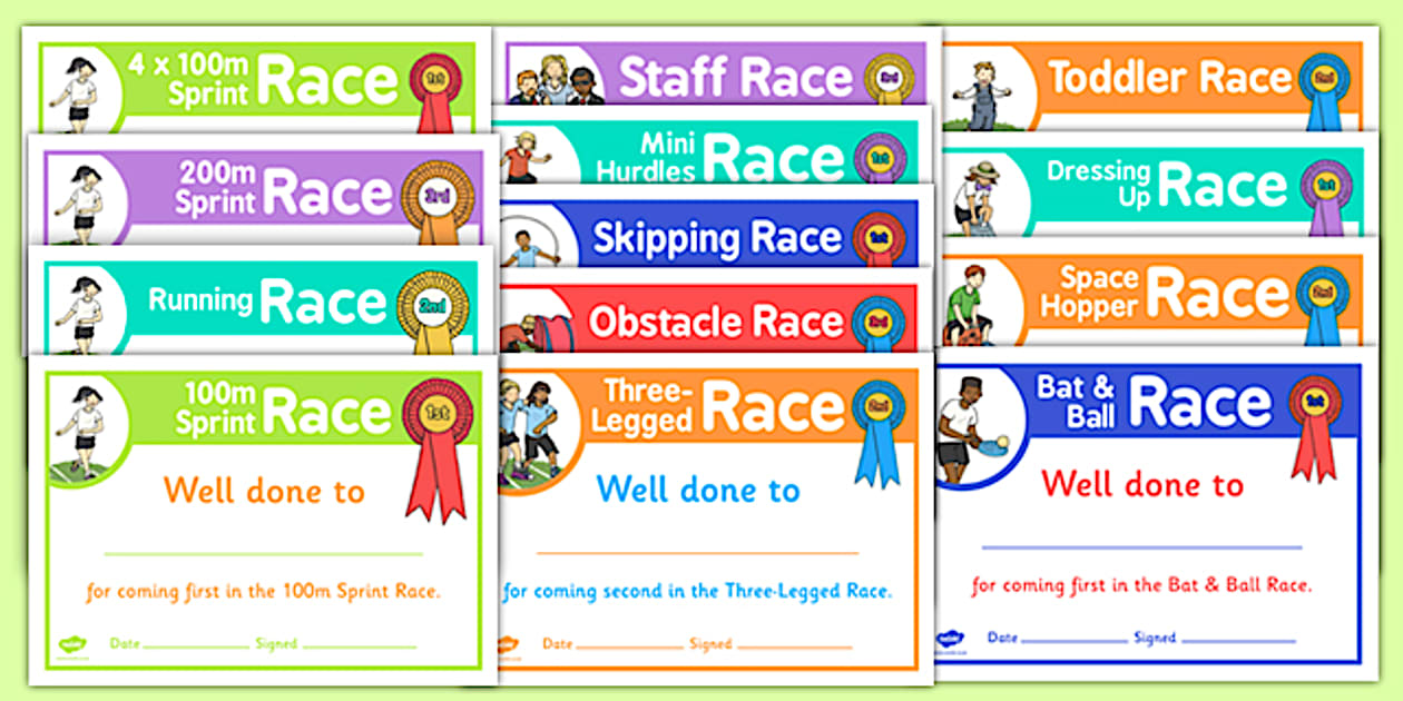 Sports Day Running Race Certificates (teacher made) - Twinkl