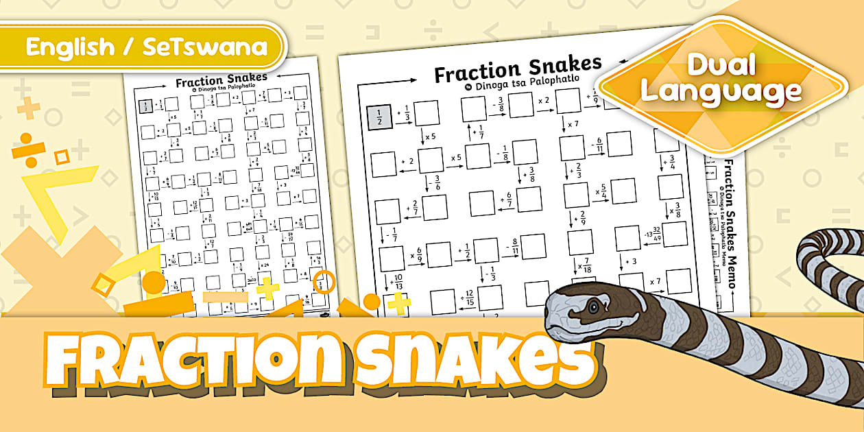Grade 7 & 8 Maths - Term 2 - Fraction Snake - Activity Sheet