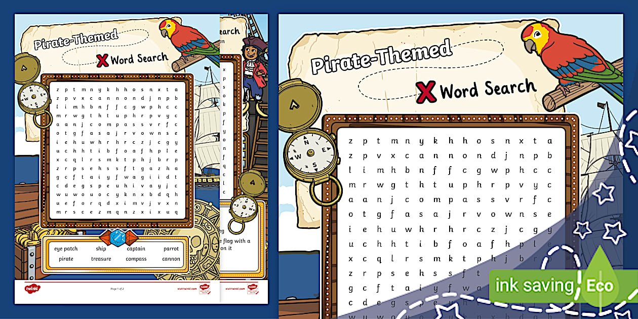 Pirate-Themed Word Searches (Ages 5 - 7) (teacher made)