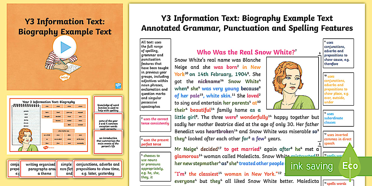 Y3 Information Texts: Biography Model/Example Text - Twinkl