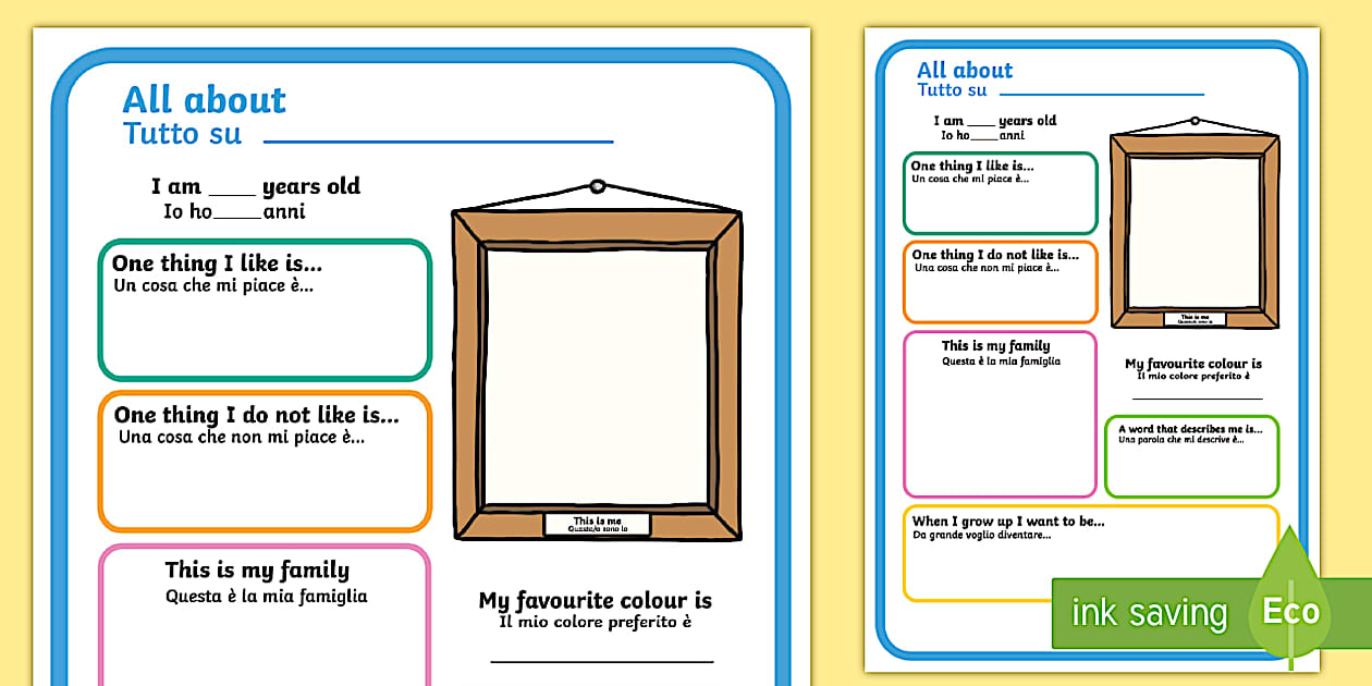 All About Me in Italian Poster | Display Resources | Twinkl