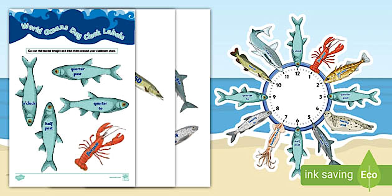 Ocean Clock Label Activity | World Ocean Day | Twinkl | KS2
