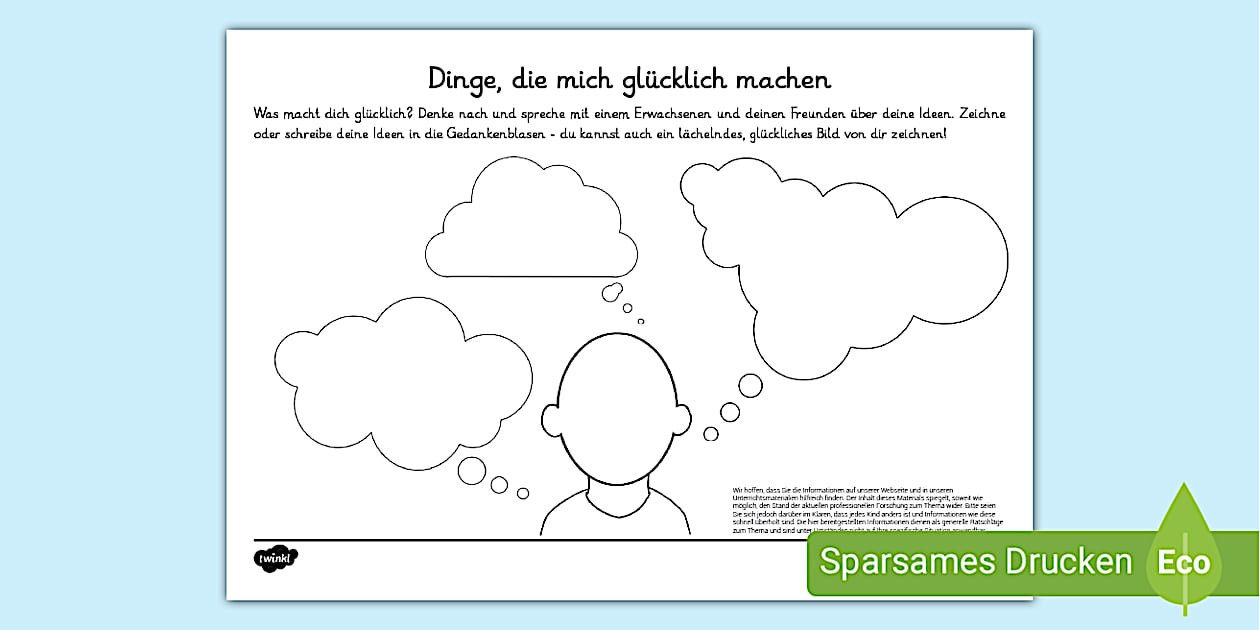 Dinge, die mich glücklich machen - Arbeitsblatt - Twinkl