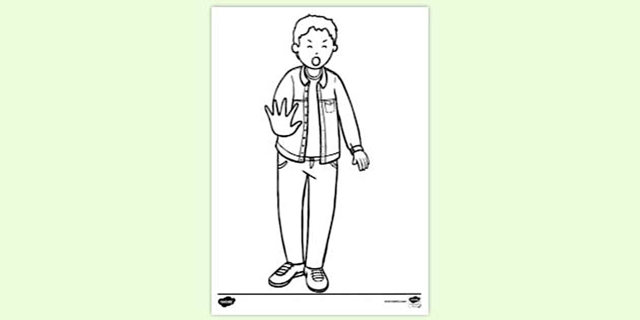 Child Attention Getting Voice Stop Colouring Sheet - Twinkl