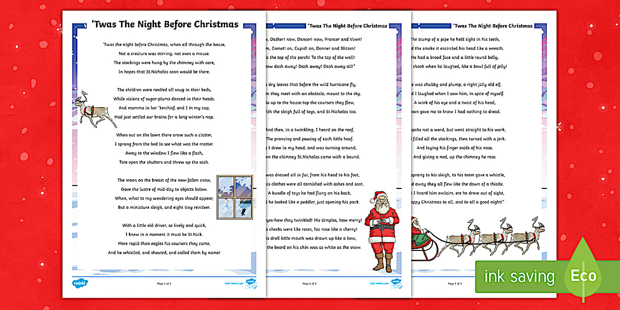 Editable 'Twas The Night Before Christmas Poem - Twinkl