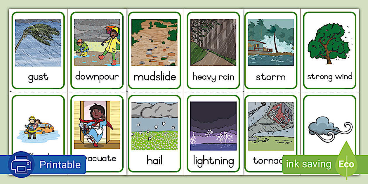 Disasters - Storms and Strong Winds: Word Cards - Twinkl