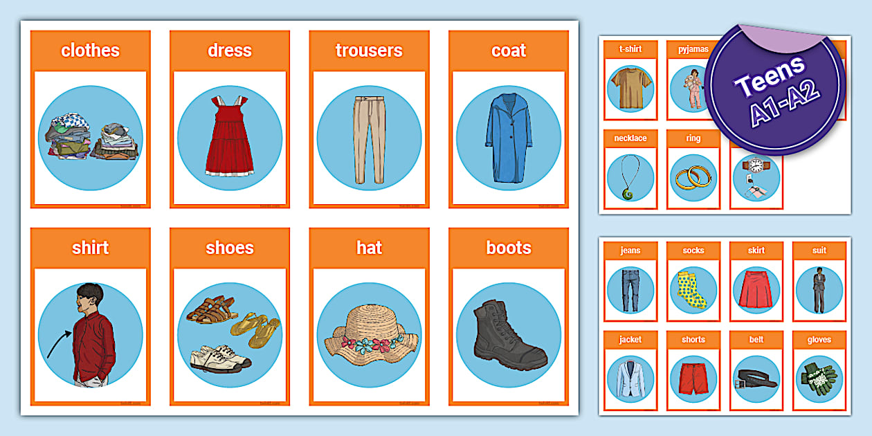 Clothes Vocabulary Cards [Teens, A1-A2] (teacher made)