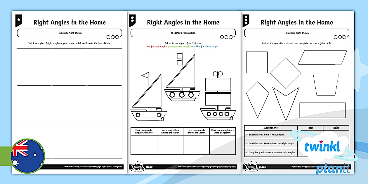 Year 3 Geometric Reasoning: Identifying Right Angles Home Learning Tasks