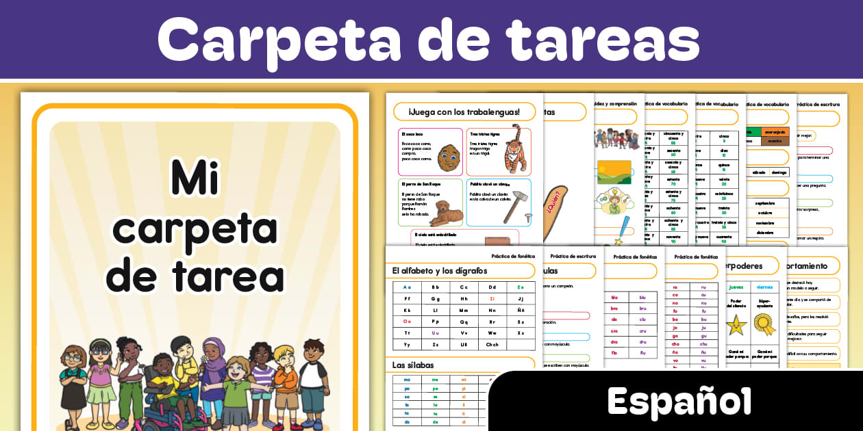 Carpeta de tareas en español: lectura, escritura y comportamiento