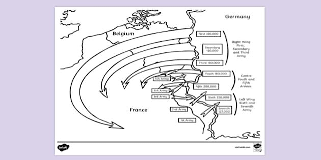 The Schlieffen Plan Map Colouring Sheet (teacher made)