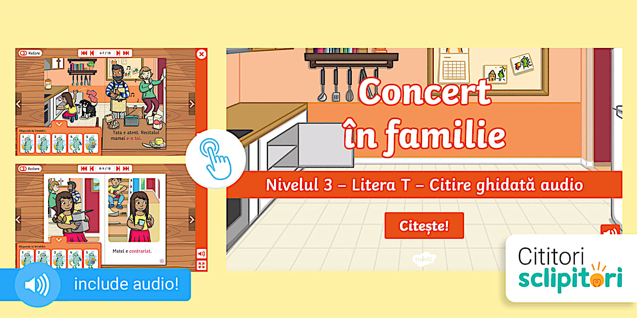 Litera T: Concert în familie – Citire după imagini audio