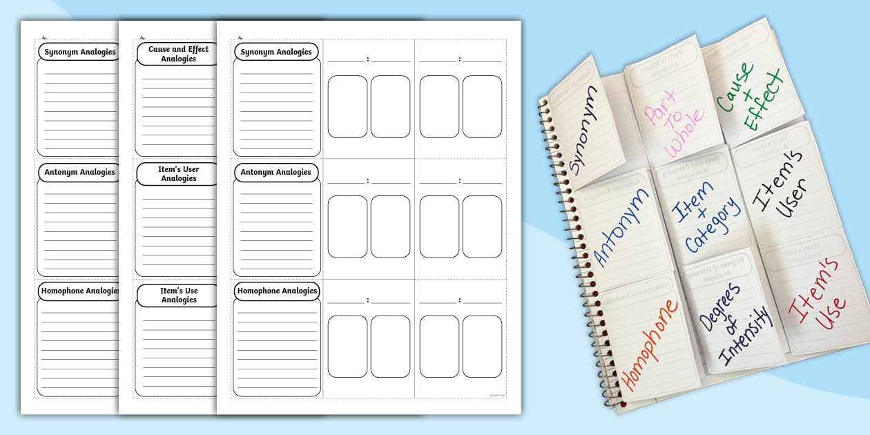 Analogies Review for Interactive Notebook for 6th-8th Grade