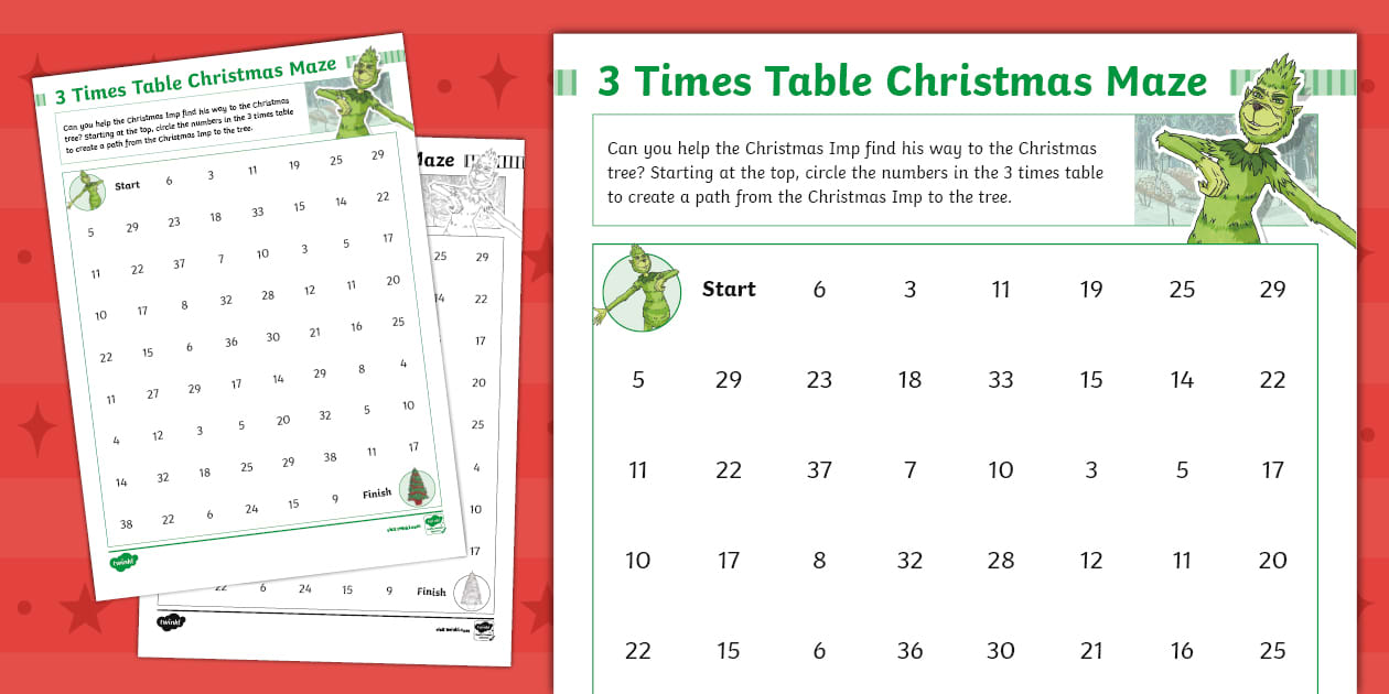 👉 3 Times Table Christmas Maze - Twinkl Maths - Twinkl