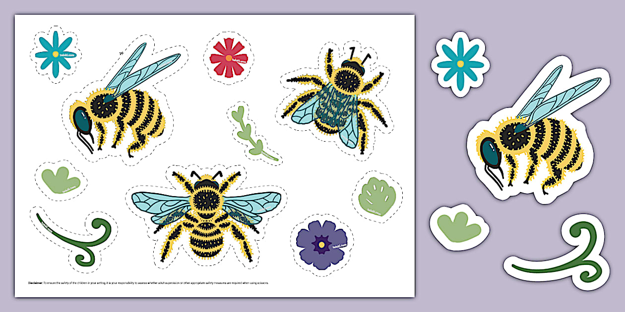 Small Bee-Themed Cut-Outs (teacher made) - Twinkl