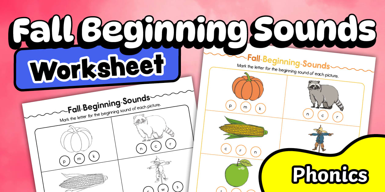 Fall Beginning Sounds Worksheet for PreK-K (Teacher-Made)